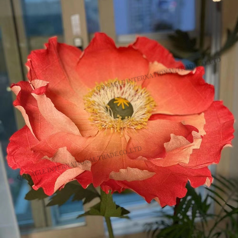 handmade huge artificial paper red poppy flower | EAGLE